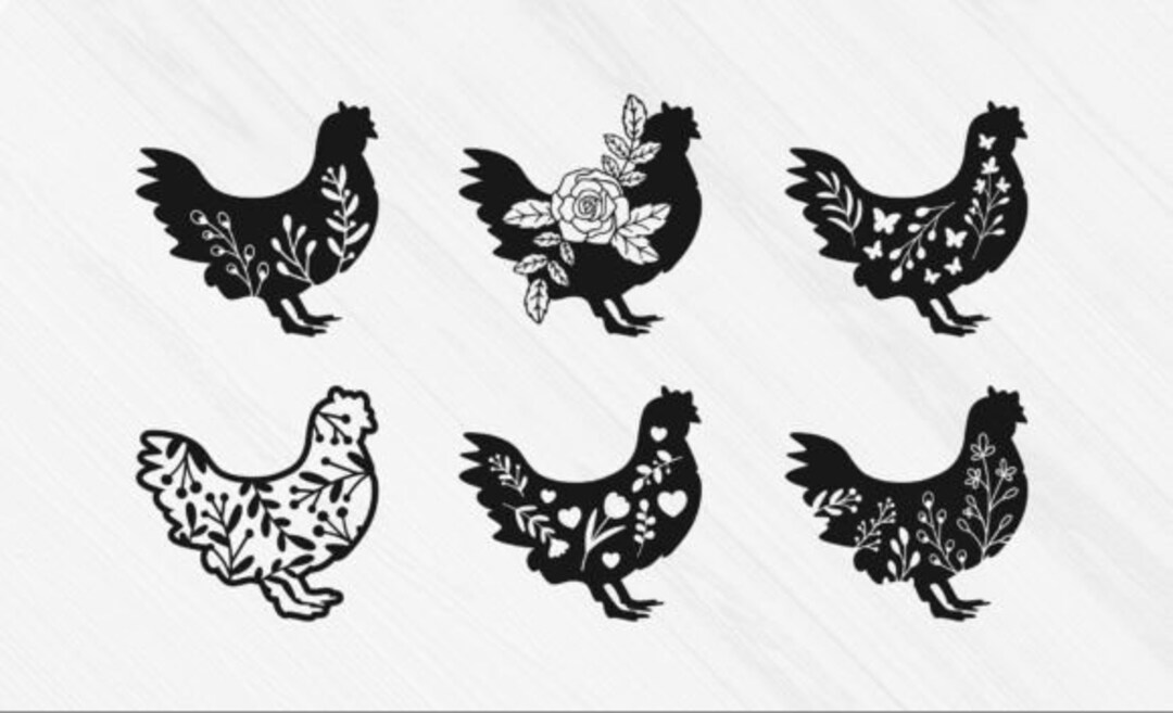 Frango Floral SVG - Frango SVG - Silhueta De Frango - Animal Floral ...