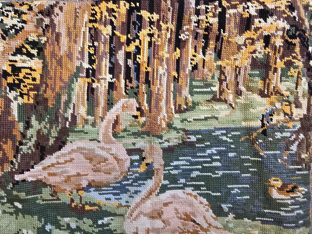 Vintage Swan Tapestry Woodland Lake Scene - Etsy