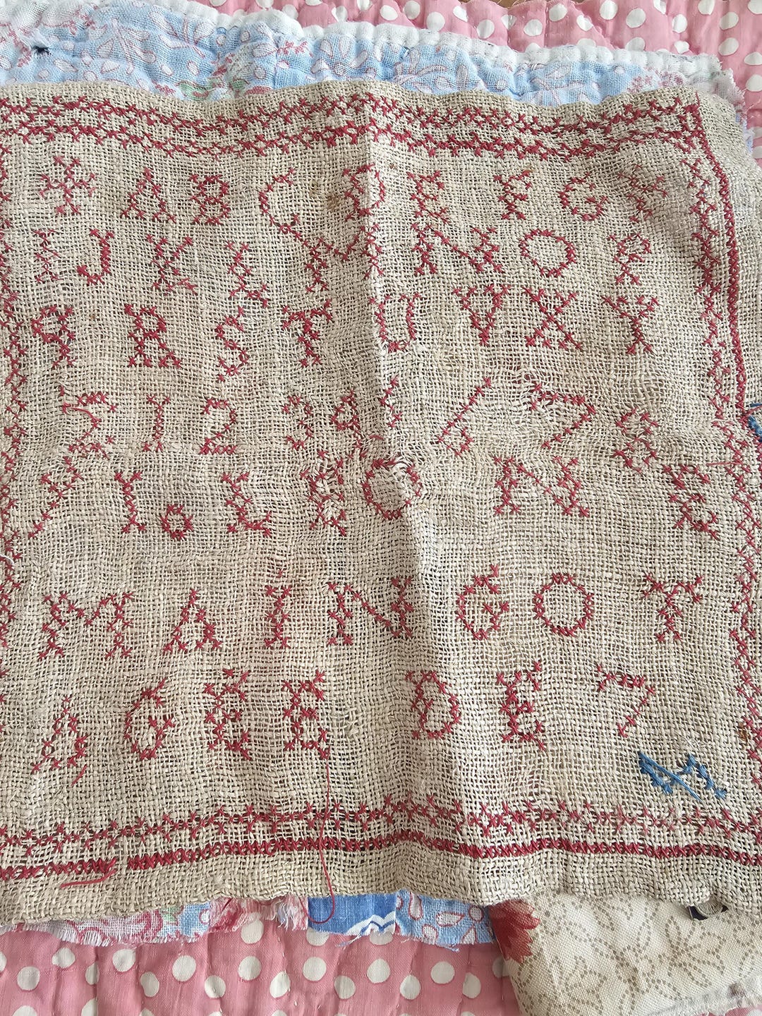 Antique 1890s French Redwork Sampler - Etsy