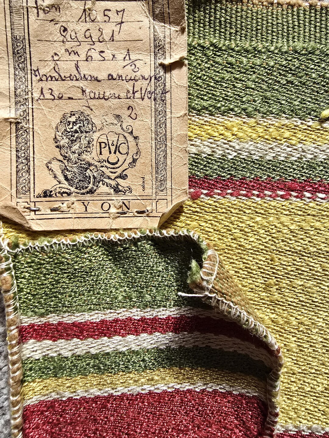 Antique French Textile Sample With Original Label, Lyon France - Etsy