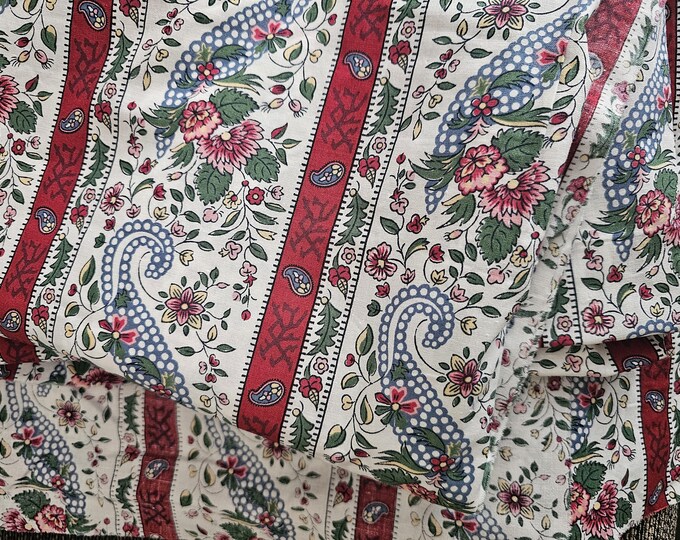 Vintage French Fabric, Provencal Floral Paisley - Etsy