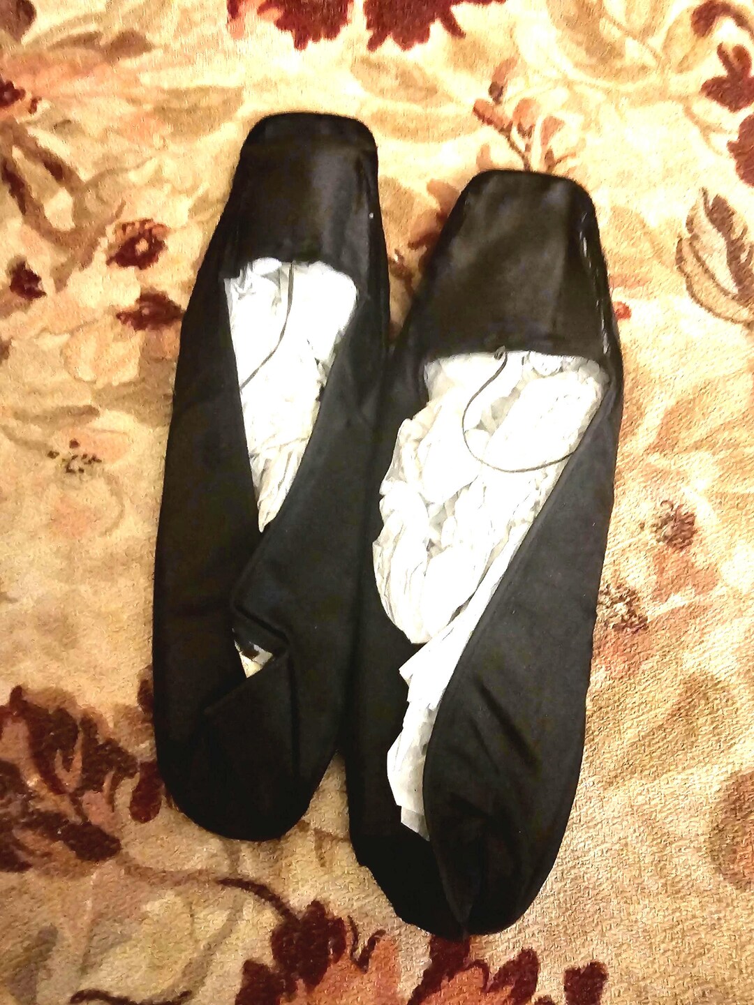 Vintage Black Ballet Slippers, Box Toe Design - Etsy