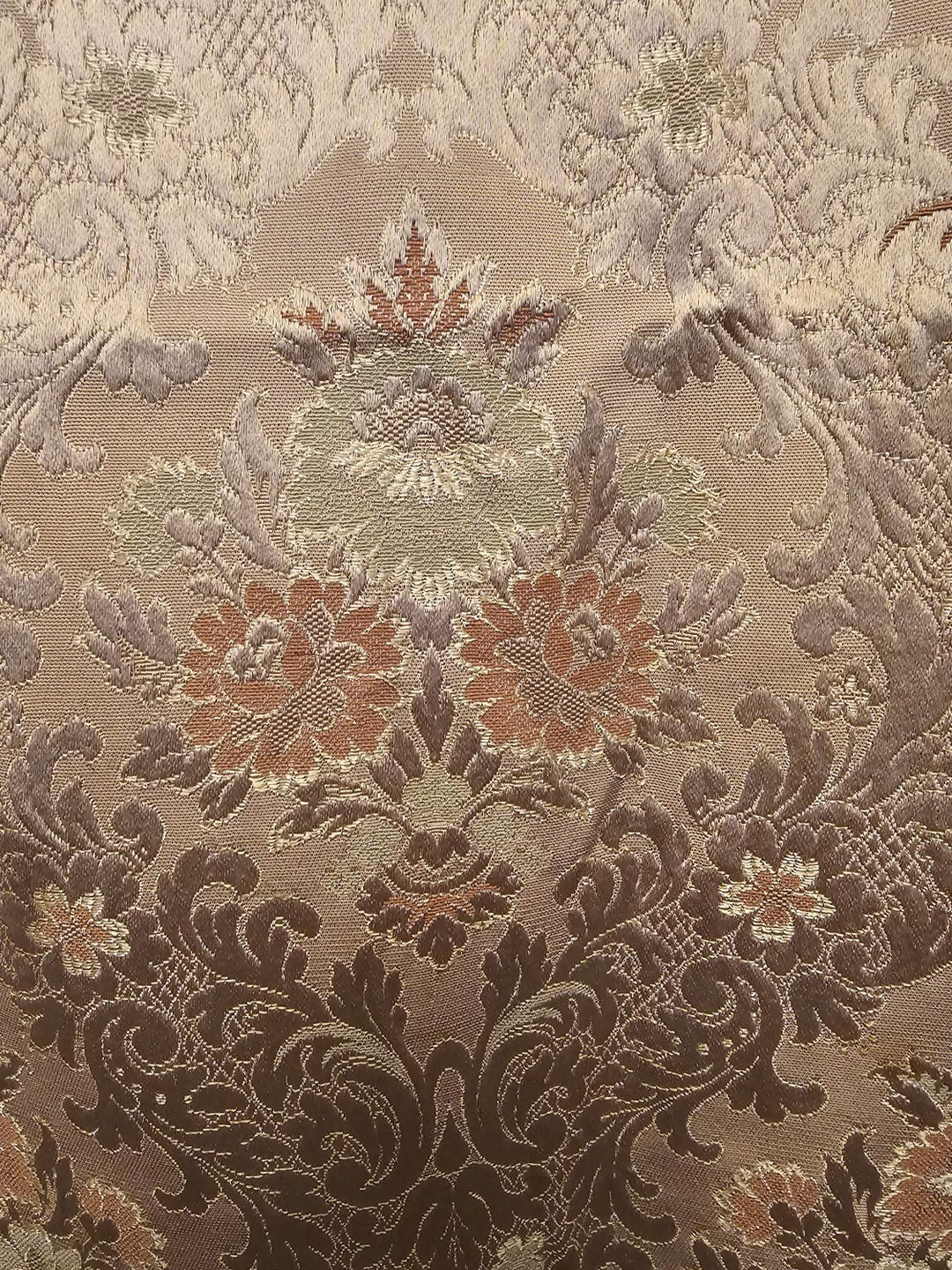 Vintage 1930s Brocade Fabric, Floral Design - Etsy