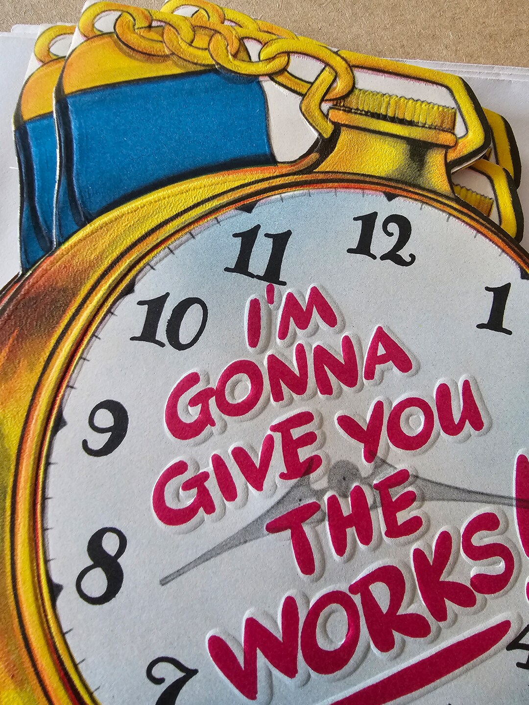 Gold Pocket Watch, 1950's Cute, Birthday Greeting, Illustrated Greeting ...