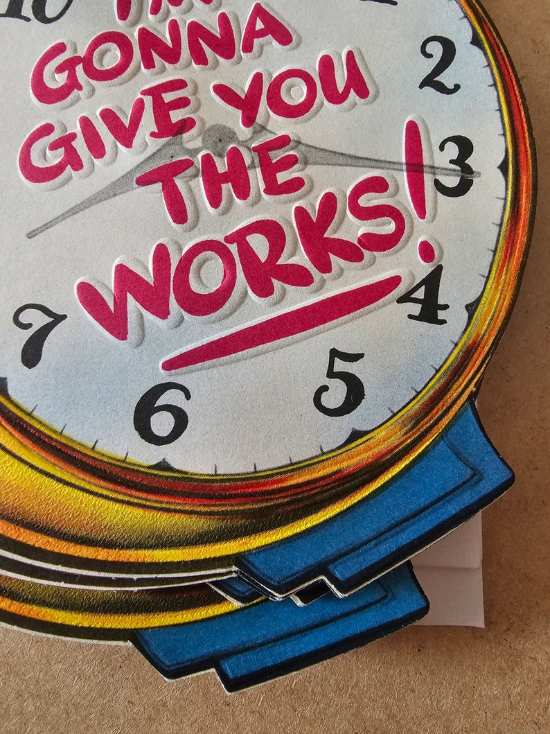 Gold Pocket Watch, 1950's Cute, Birthday Greeting, Illustrated Greeting ...