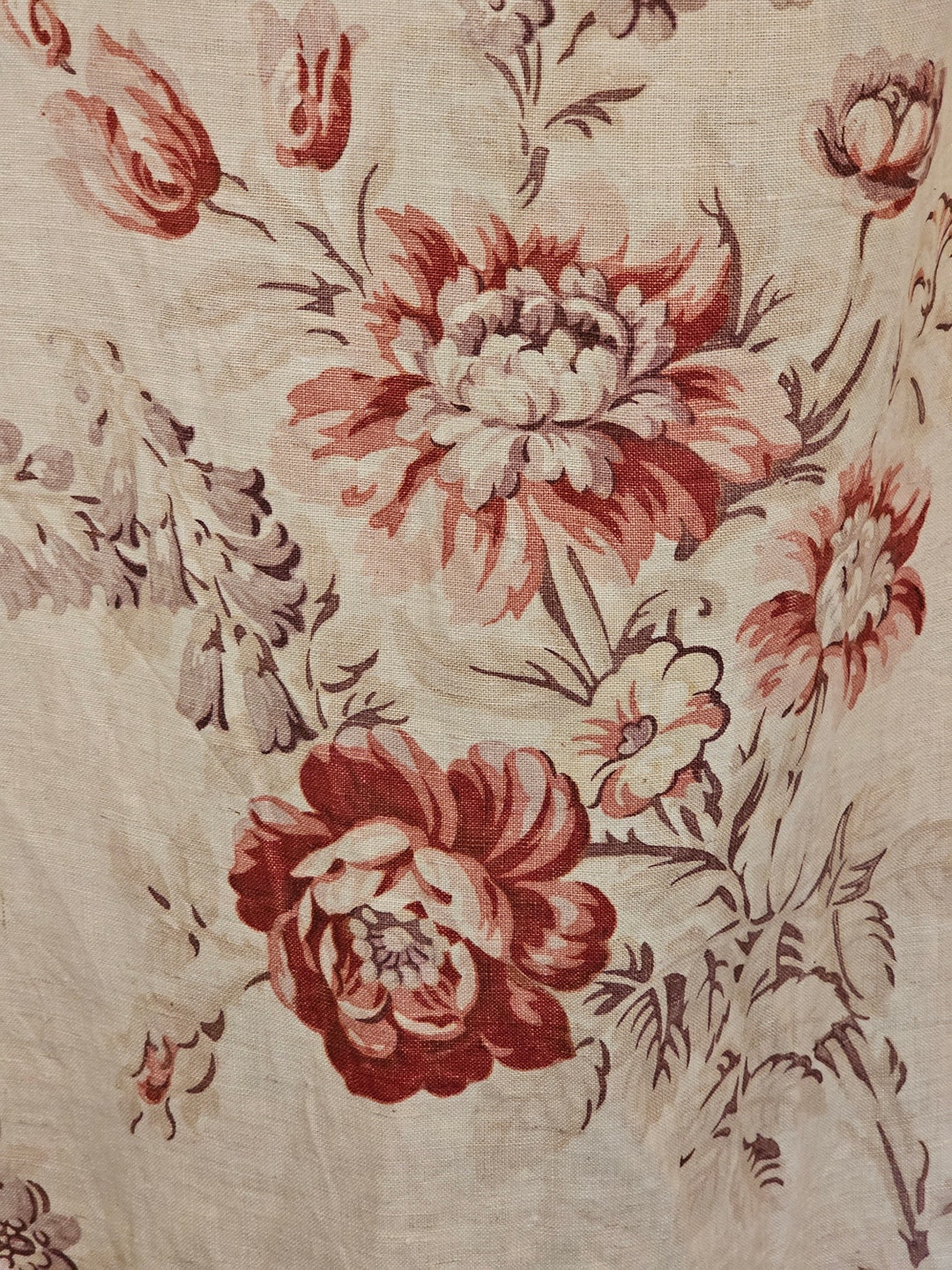 Vintage French Floral Linen Fabric - Etsy