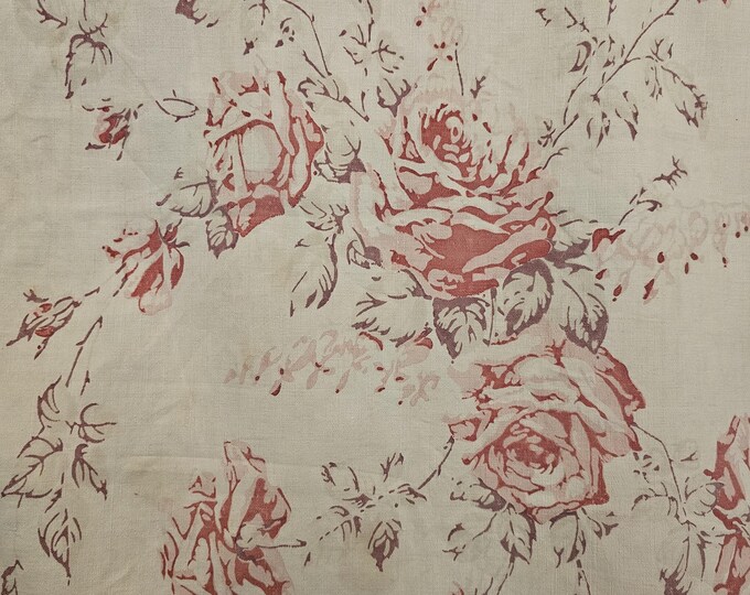 Vintage French Fabric, Romantic Roses, 1950s - Etsy