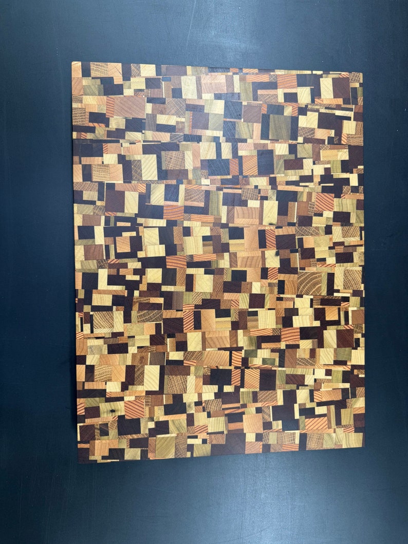 End Grain Cutting Board: Chaotic Pattern, Handmade Wood, Knife-friendly ...