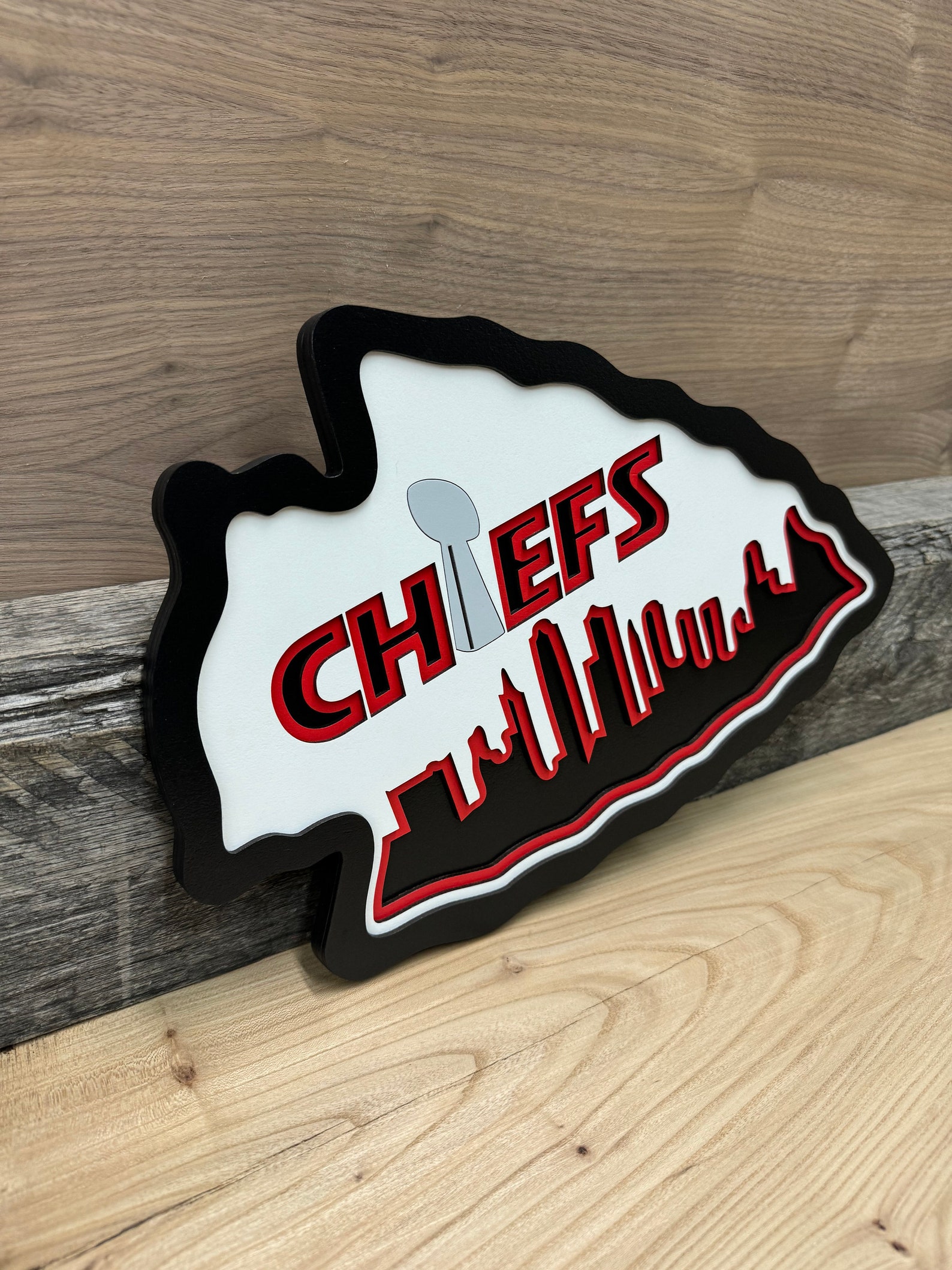 Kansas City Skyline Chiefs Inspired 3D Sign, Custom Man Cave Sign ...