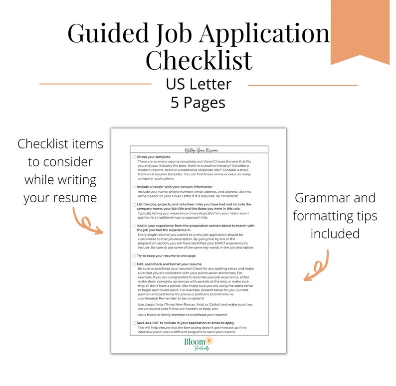 Guided Job Application Checklist: Resume & Cover Letter - Etsy