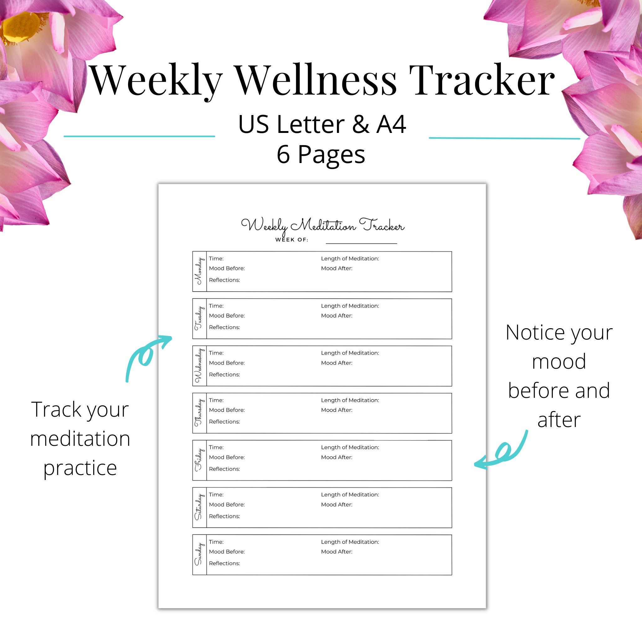 Weekly Wellness Printable Tracker - Etsy