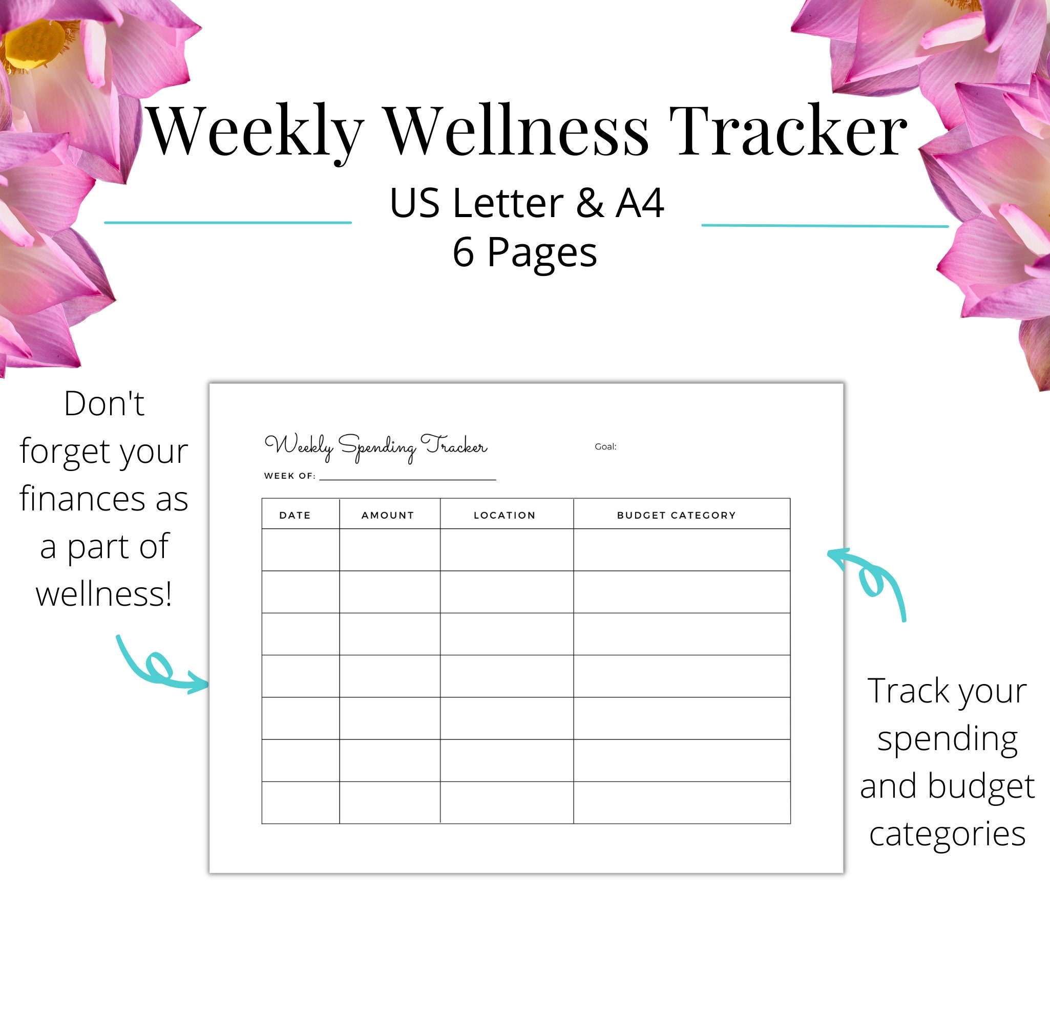 Weekly Wellness Printable Tracker - Etsy