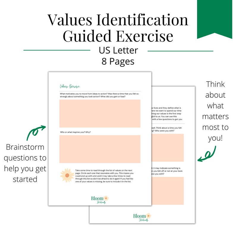 Values Identification Guided Exercise; Identify Your Values Worksheet ...