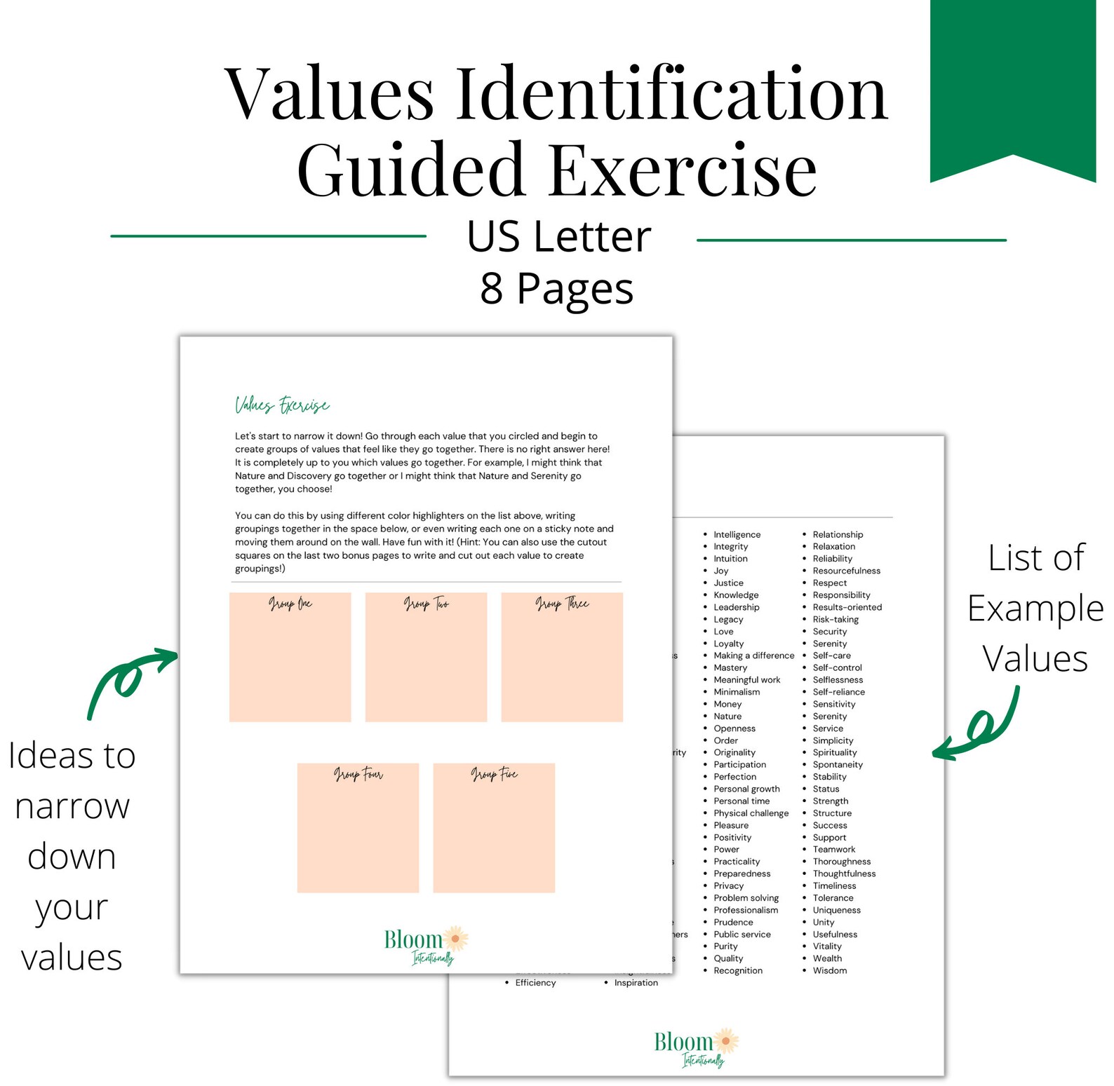 Values Identification Guided Exercise Identify Your Values Worksheet - Etsy