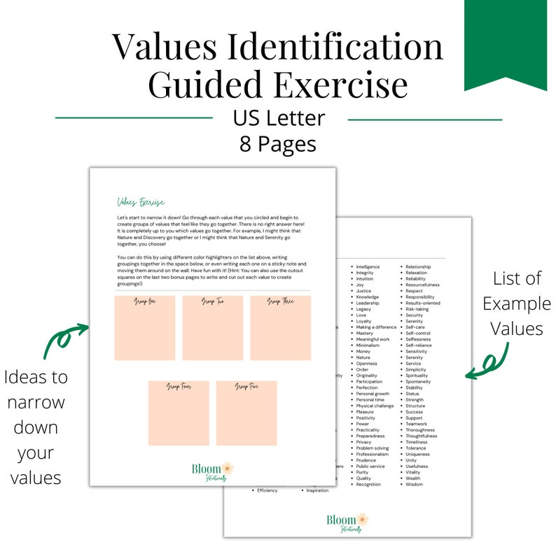 Values Identification Guided Exercise; Identify Your Values Worksheet - Etsy