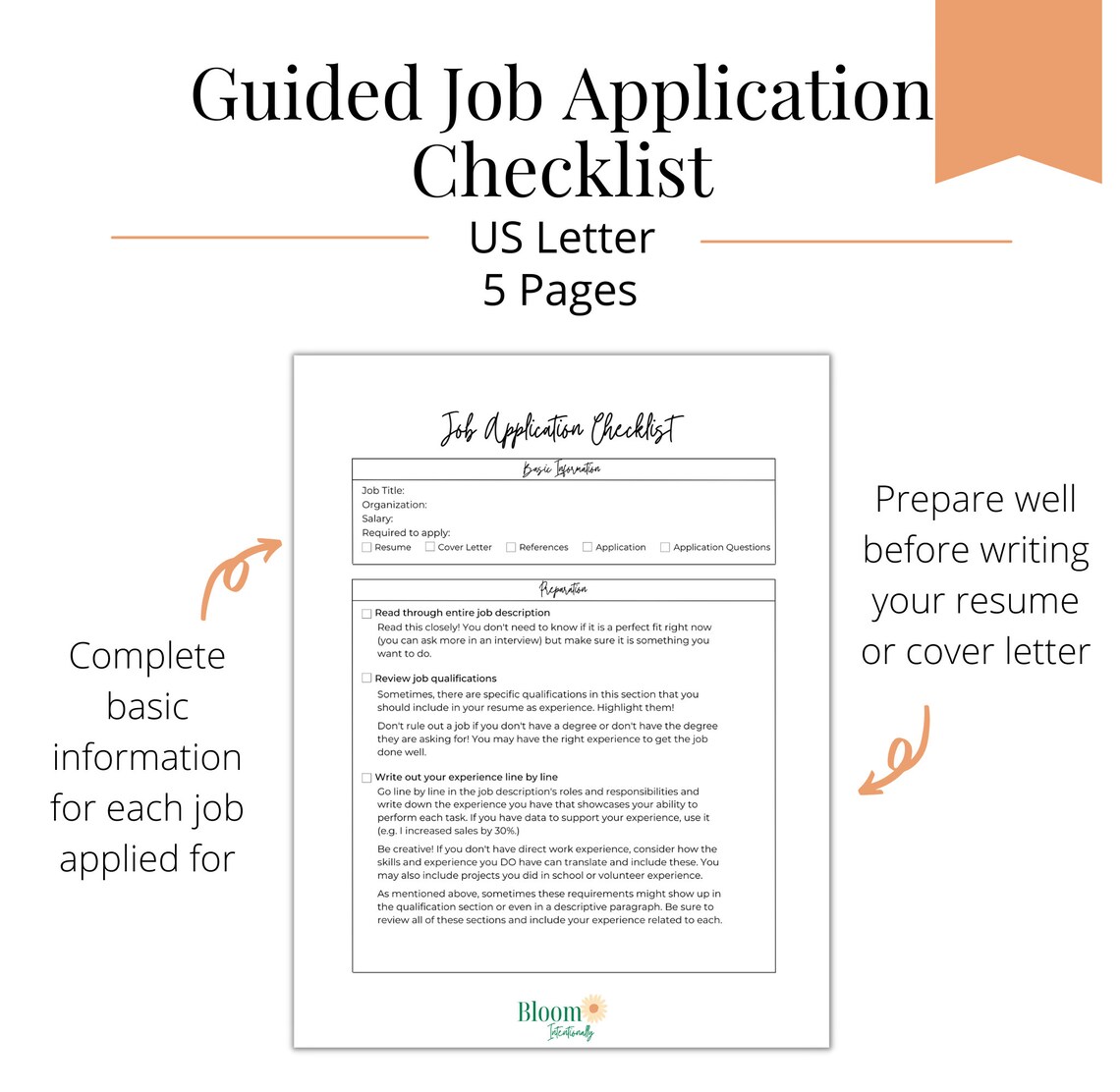 Guided Job Application Checklist Resume Checklist Cover - Etsy