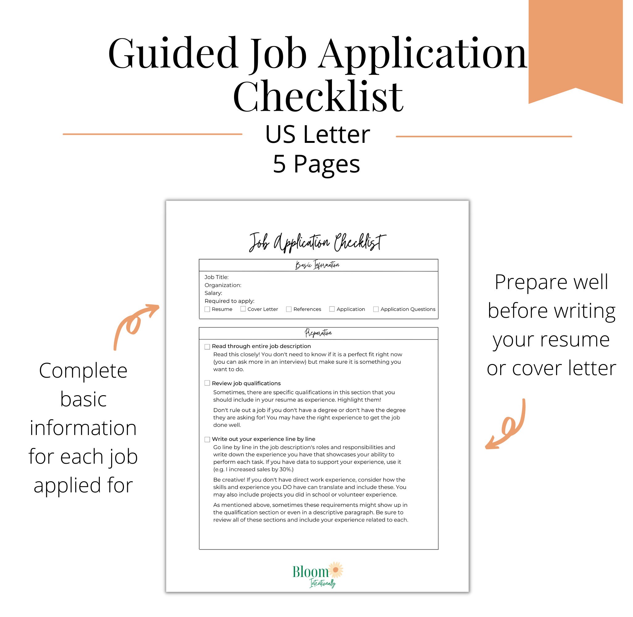 Guided Job Application Checklist: Resume & Cover Letter - Etsy