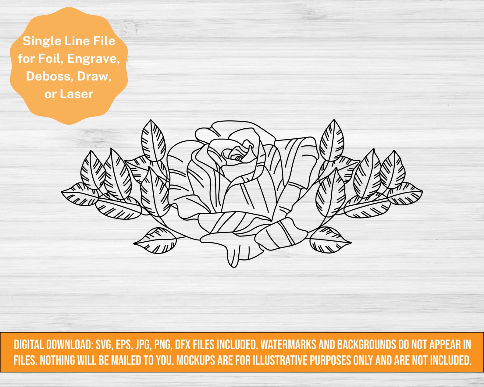 Single Line SVG, Rose SVG Digital Download, Foil SVG, Engraving Svg ...