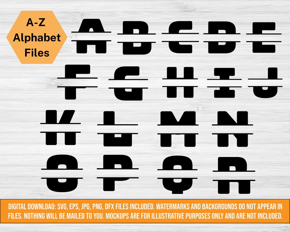 A-Z Split Monogram Block Letter SVG Split Alphabet SVG Svg - Etsy