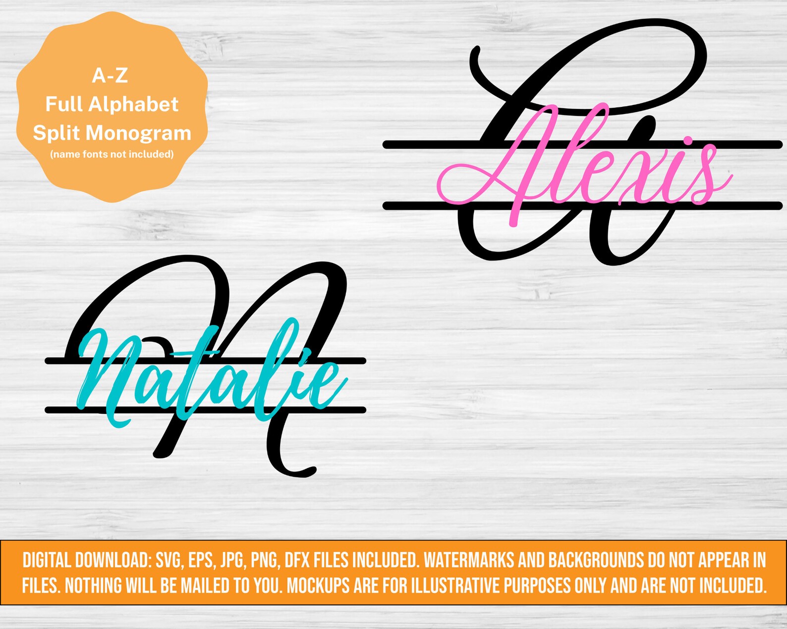 A-Z Split Monogram SVG Full Alphabet Calligraphy SVG Svg Png Eps Dxf ...
