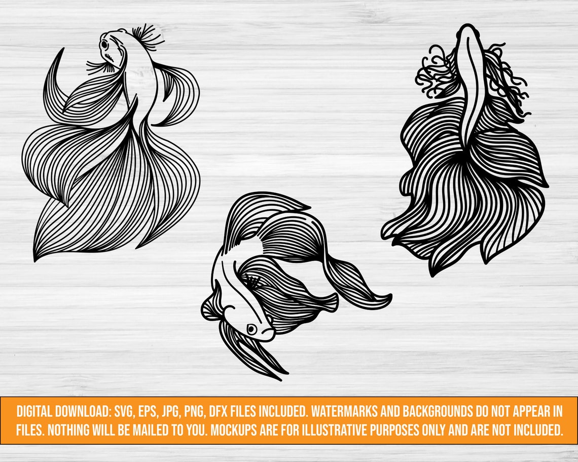Betta Fish SVG Design Bundle Digital Download, Betta Fish Cut Files ...
