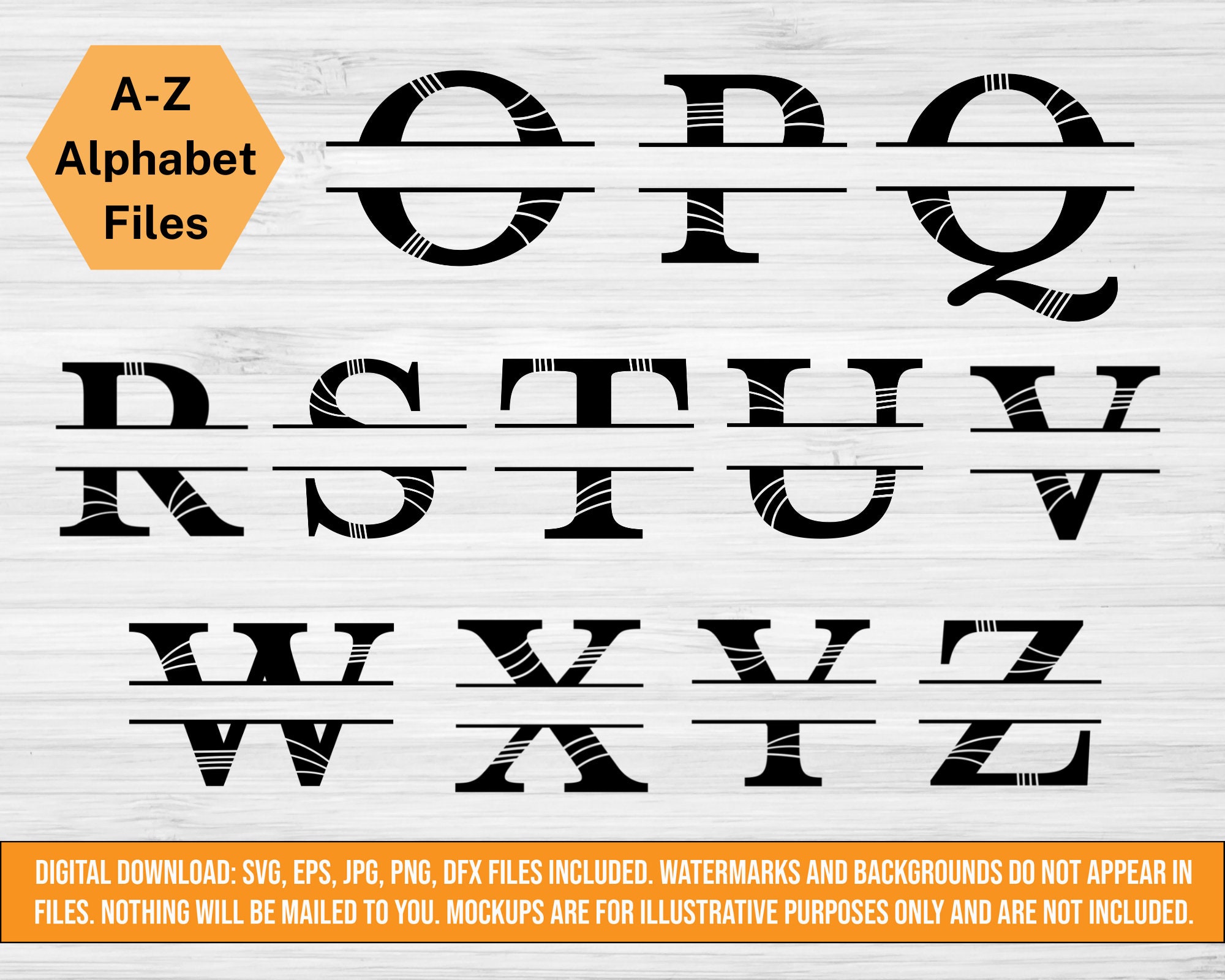 A-Z Alphabet Split Monogram SVG Split Alphabet SVG Svg Png Eps Dxf Jpg ...