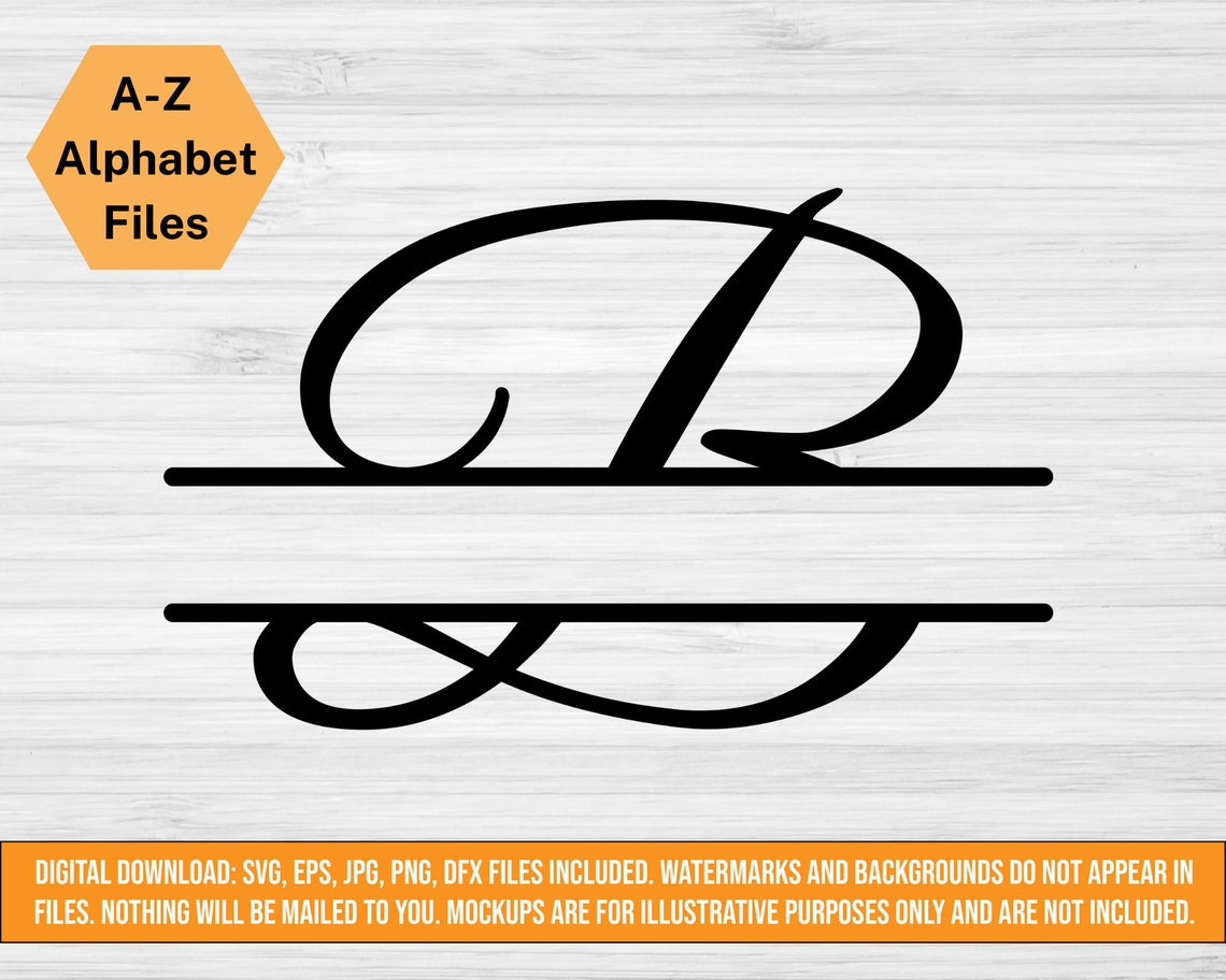 A-Z Split Monogram SVG Full Alphabet Calligraphy SVG Svg Png Eps Dxf ...
