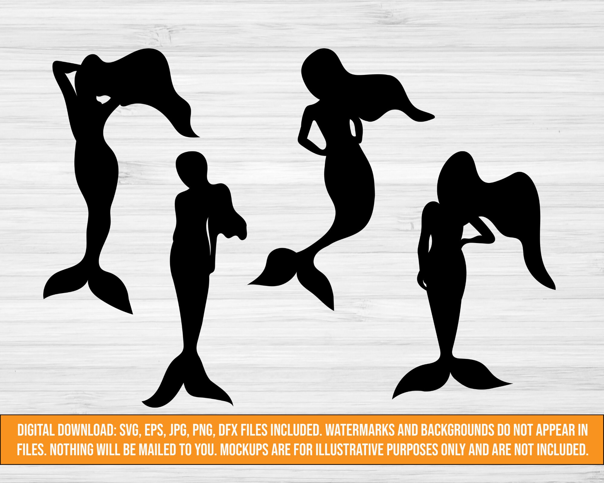 Mermaid SVG Bundle Files, Mermaid Silhouette SVG, Mermaid Outline Svg ...