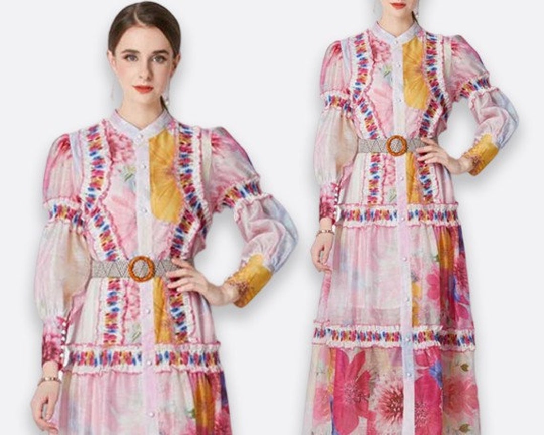 Flower Print Sicilian Dress, Mosaic Dress, Italian Summer Dress ...