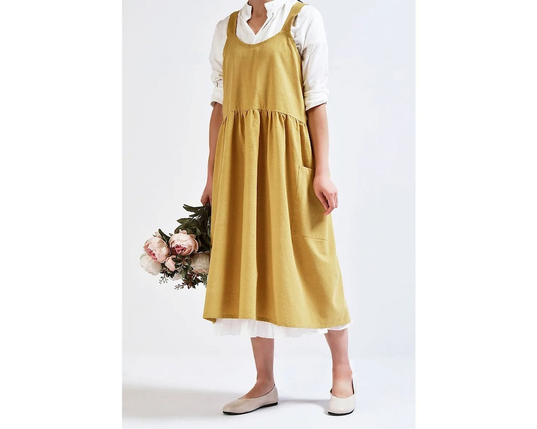 Pinafore Dress Women Pinafore Dress With Pockets Open Back - Etsy