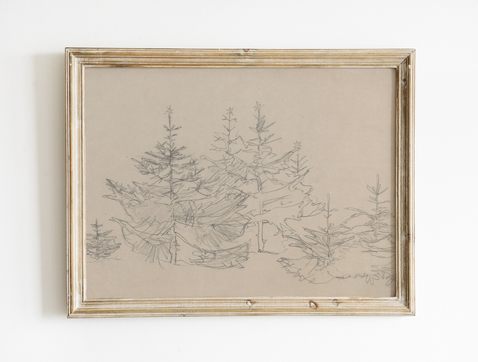 Vintage Pine Tree Sketch Printable | Muted Colors | Beige & Gray Decor ...