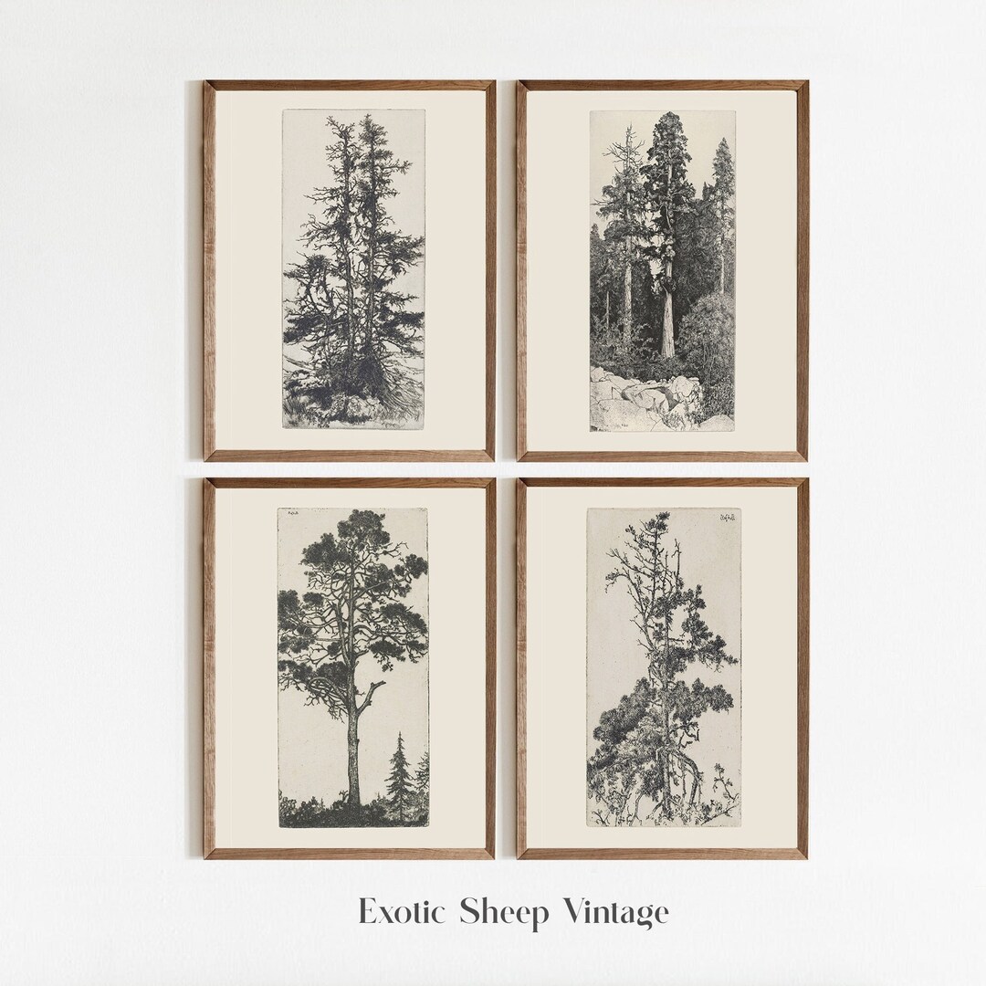 Etching Tree Art | Sophisticated Sketch Art | Sketch Gallery Wall ...