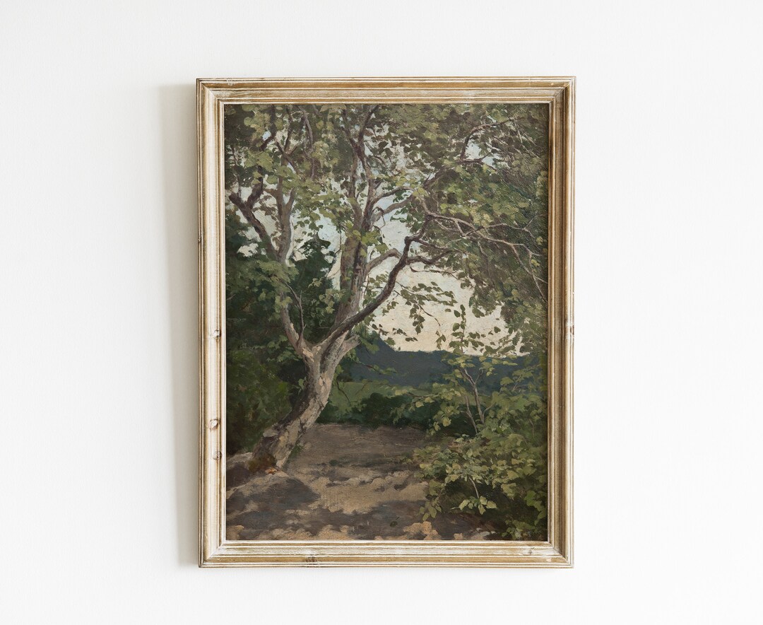 Vintage Tree Painting | Tree Print | Spring Farmhouse Decor | Vintage ...