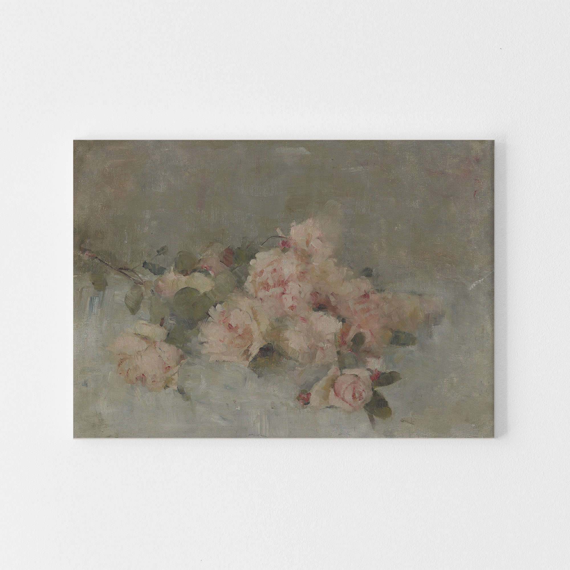 Flowers Oil Painting Rose Painting Pale Floral Still Life | Etsy