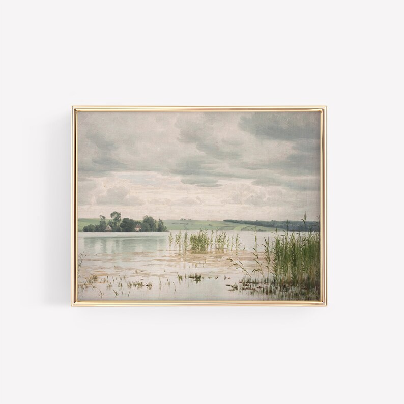 Lake Print | Landscape Painting| Lake Painting | Downloadable Art ...
