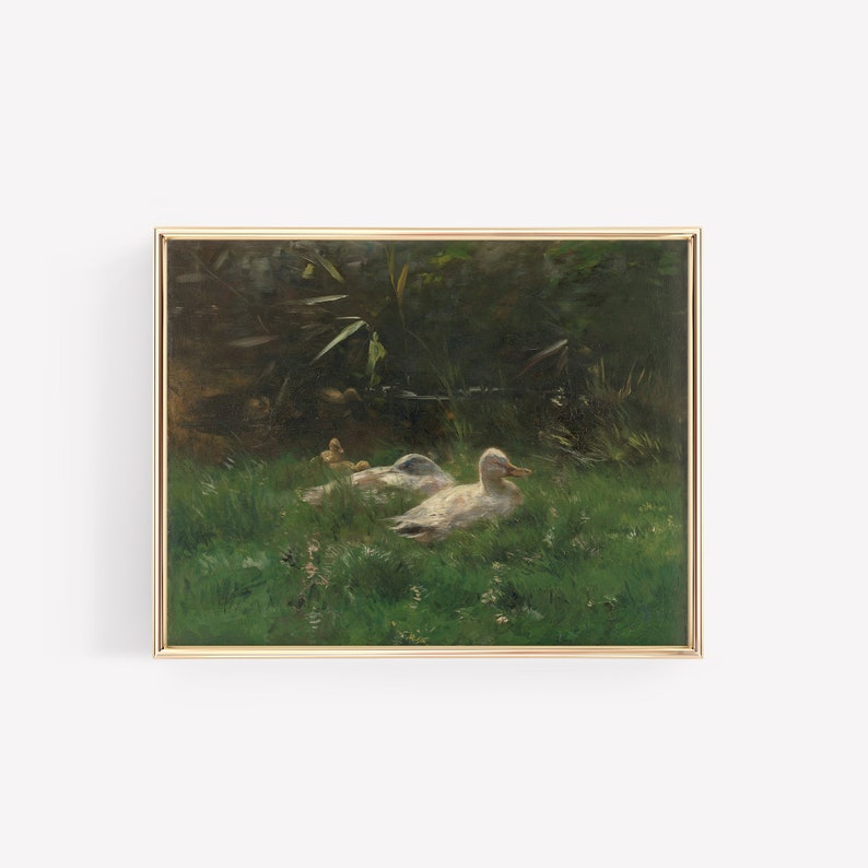 Landscape Painting Farm Farmhouse Decor Ducks Print Duck - Etsy