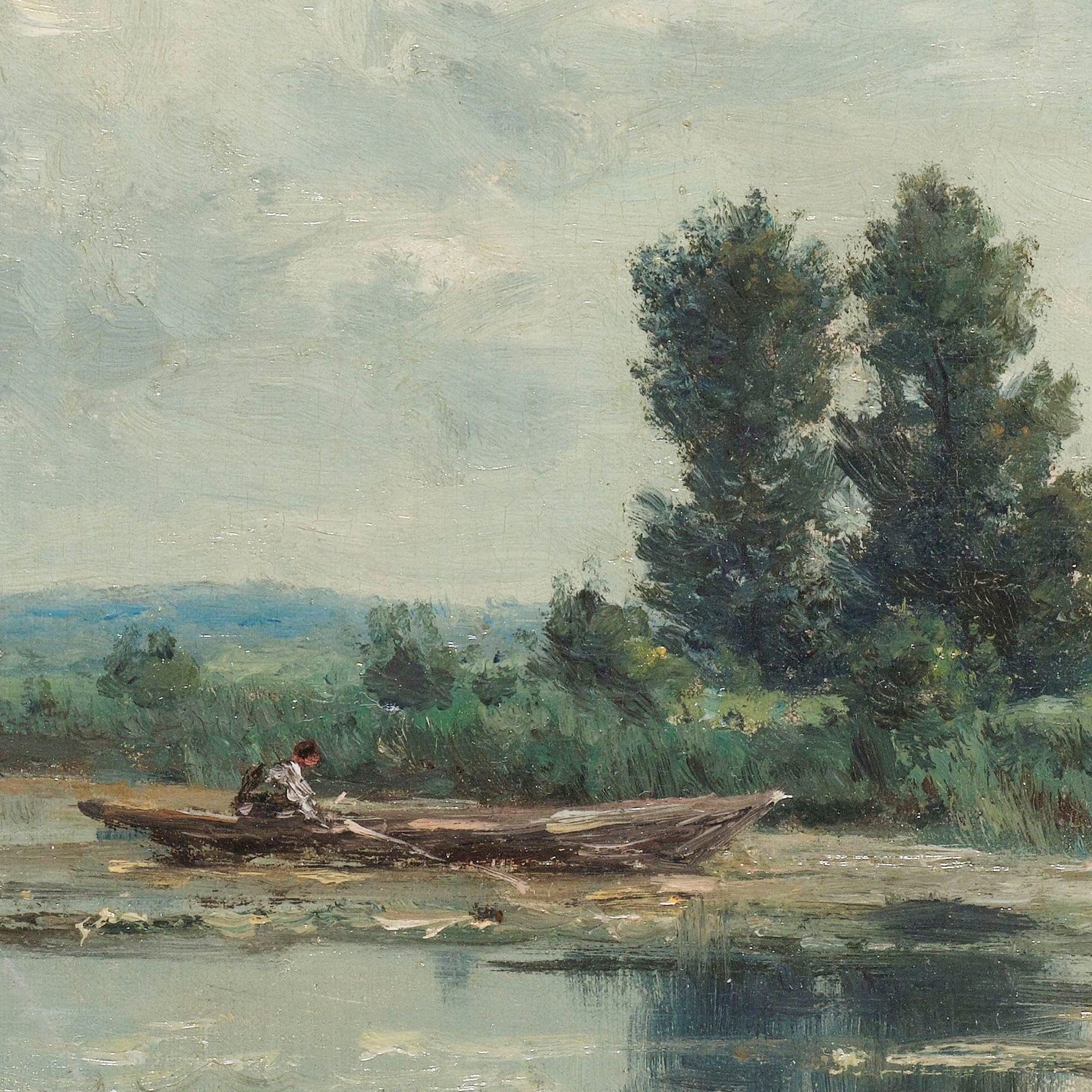 Fishing Painting Decor Vintage Landscape Painting Nautical | Etsy