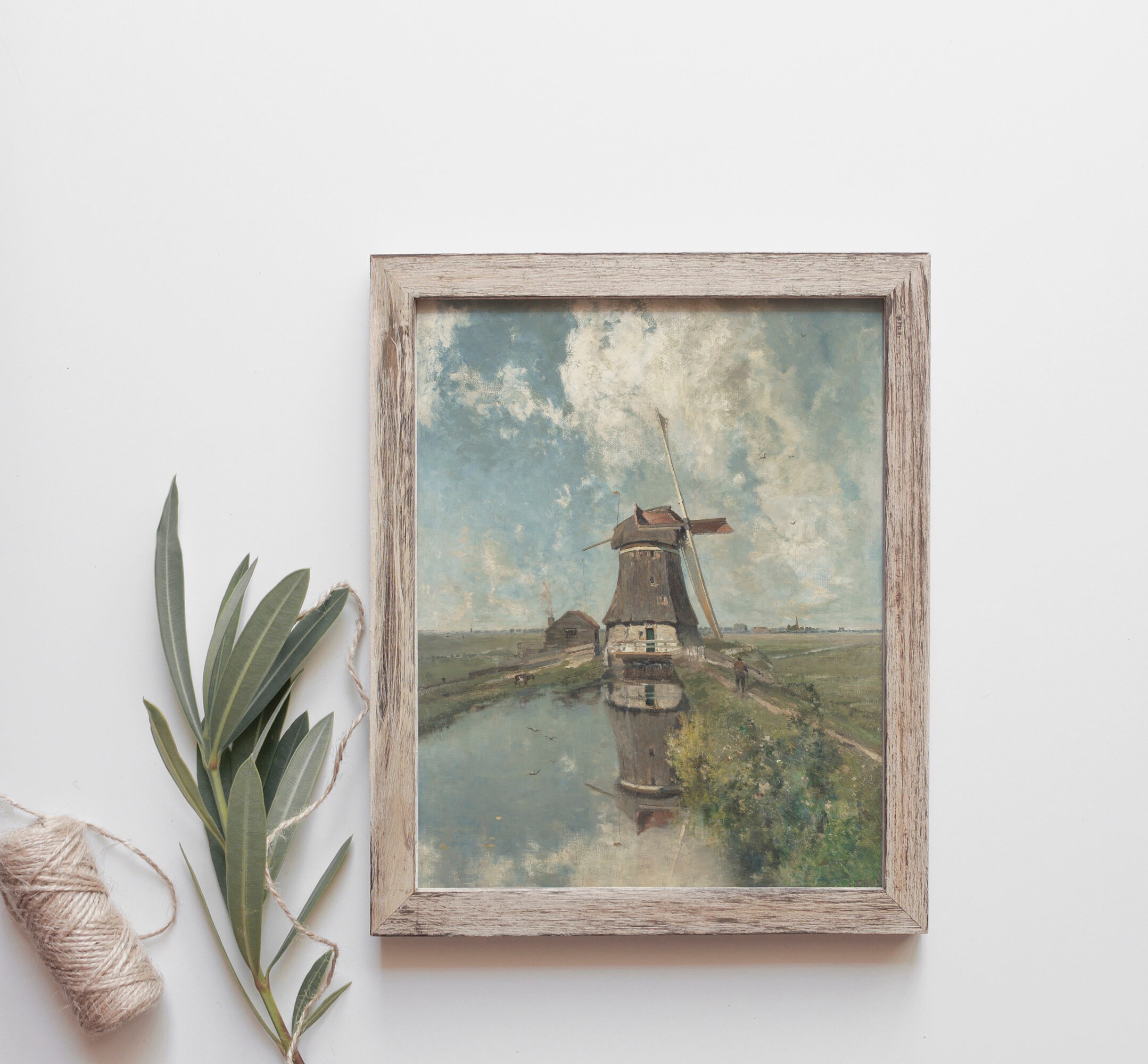 Windmill Painting Windmill Print Landscape Painting | Etsy