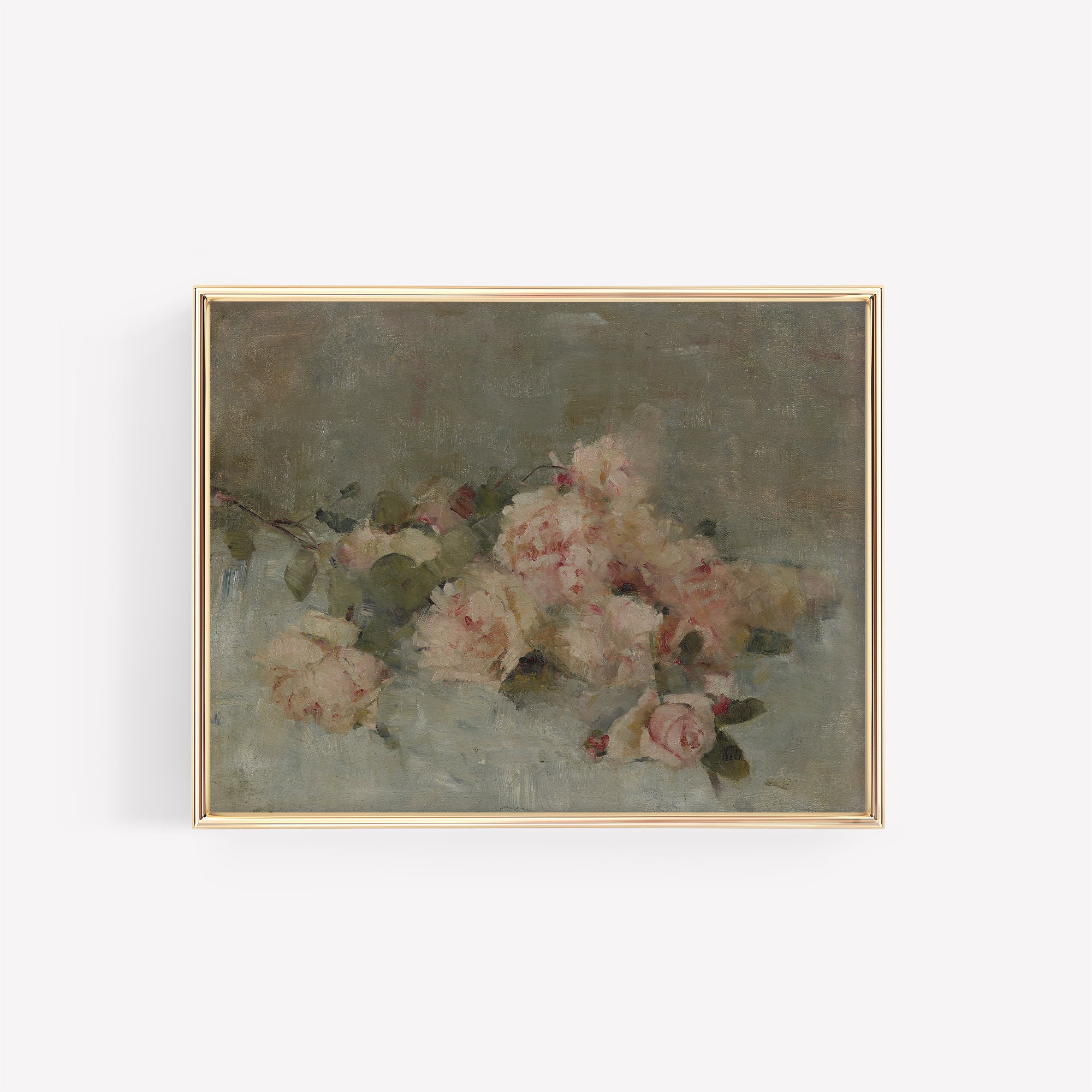 Flowers Oil Painting Rose Painting Pale Floral Still Life | Etsy