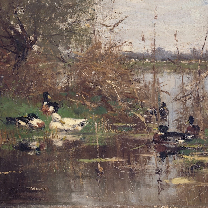 Ducks Painting | Landscape Painting Farm | Farmhouse Decor | Ducks ...