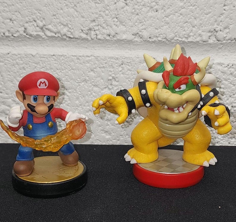 Nintendo Super Mario Amibos Fireball Mario and Bowser Set of 2 - Etsy
