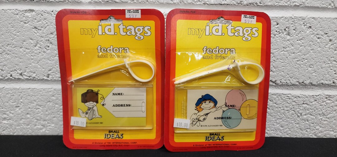 Vintage Fedora and Friends My ID Tags Lot of 2 Mint on Card - Etsy