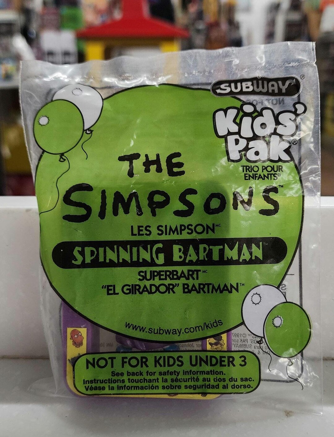 The Simpsons Spinning Bartman Subway Kids Pak Figure Brand New in Bag ...