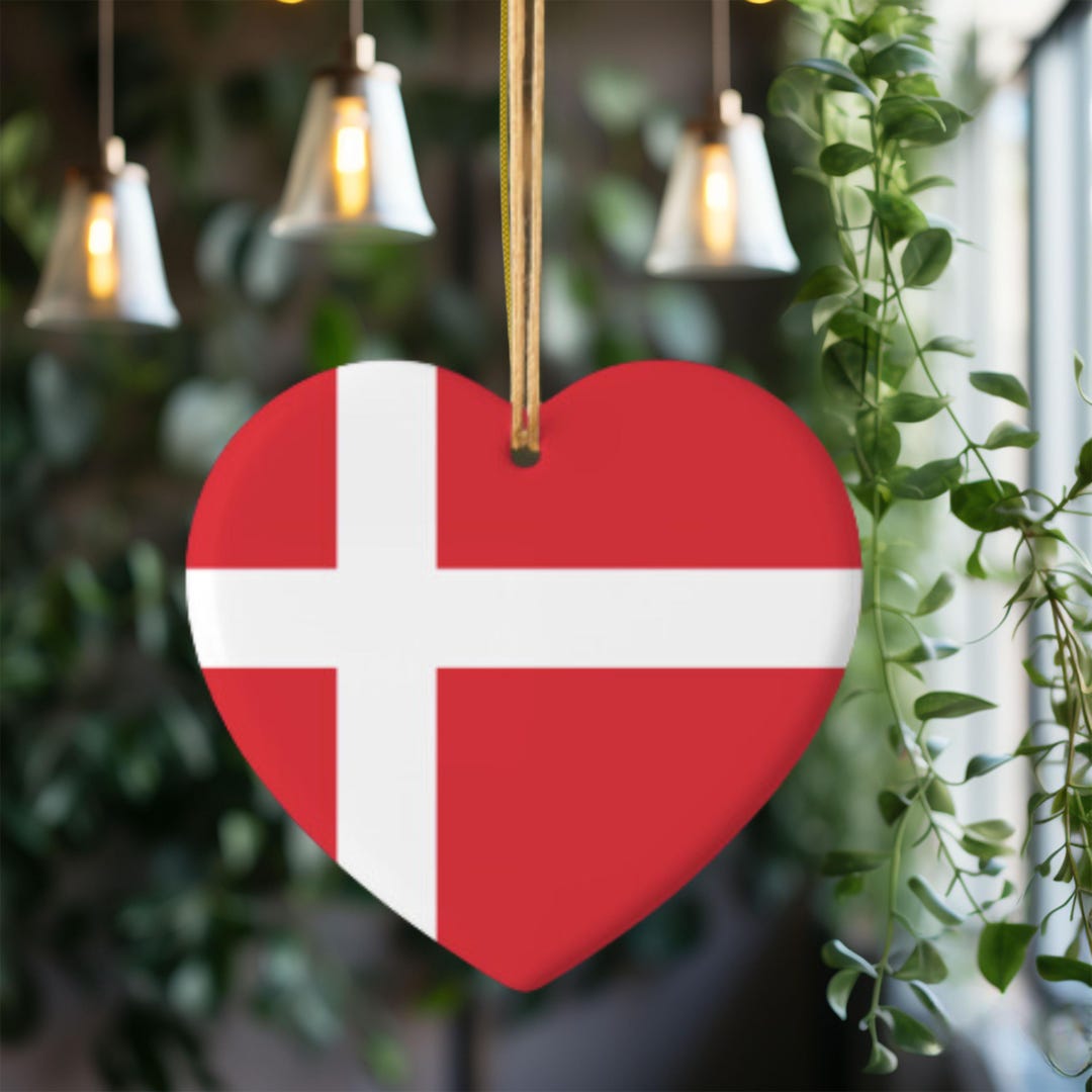 Danish Flag Ceramic Heart Ornament Scandinavian Home Decor Nordic ...