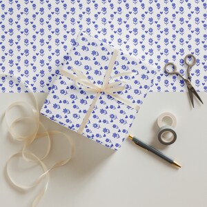 Scandinavian Print Gift Wrapping Paper Sheets Bundle Flowers and Hearts ...