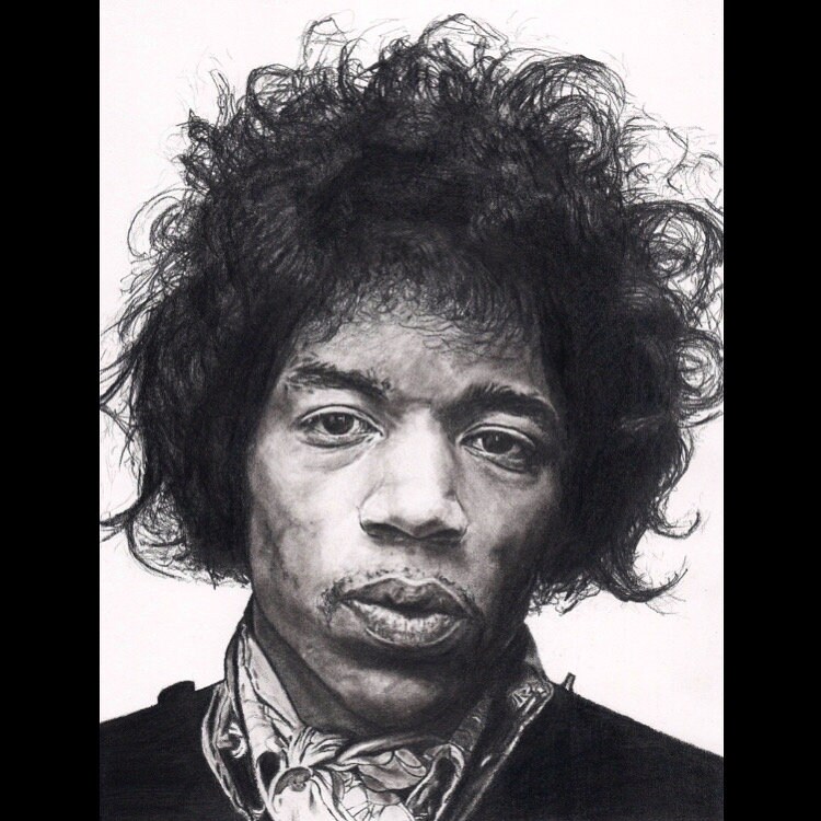 Jimi Hendrix Original Graphite Drawing Portrait - Etsy