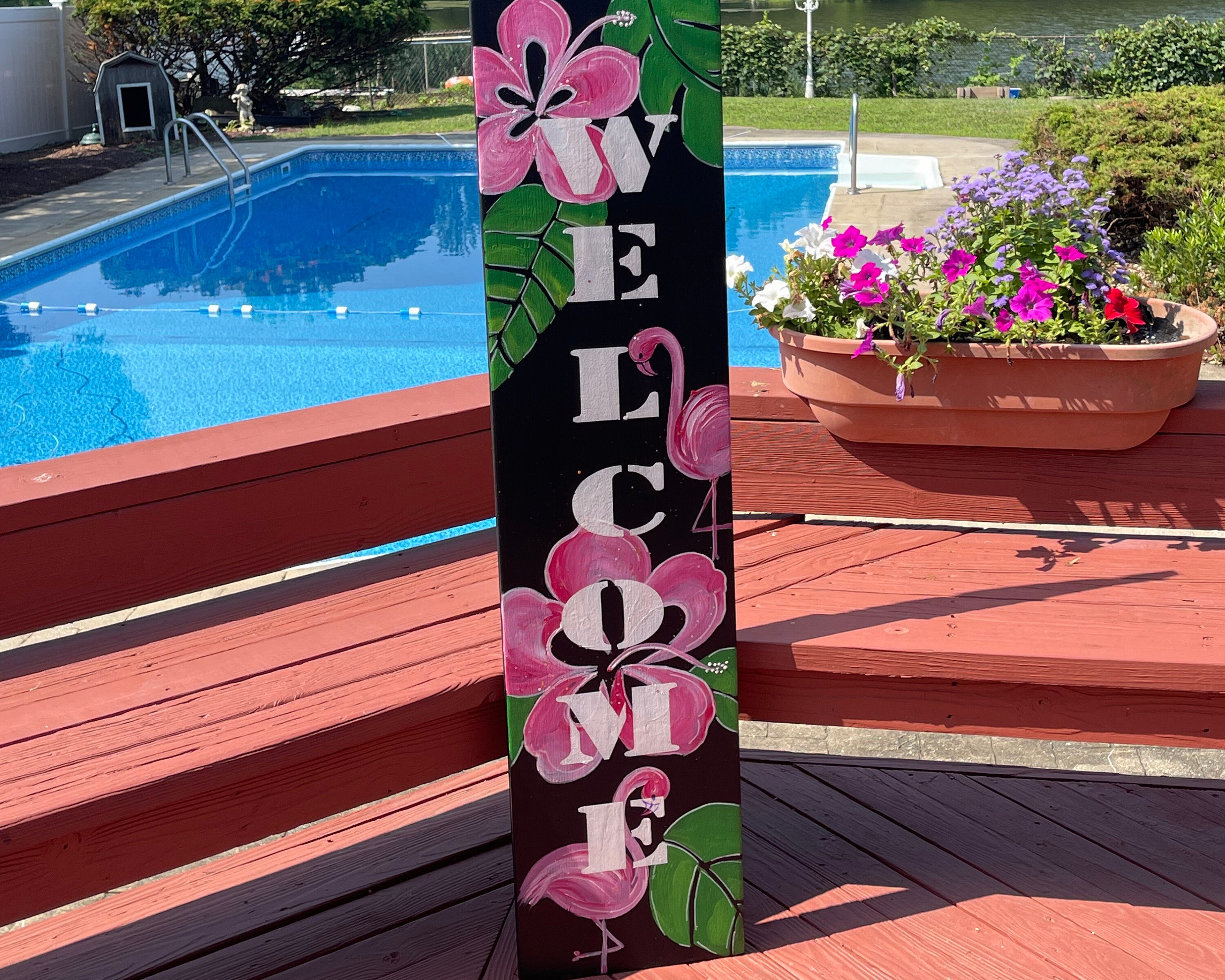 Front Porch Decor,summer,spring Porch Leaner,tall Door Sign,pink ...
