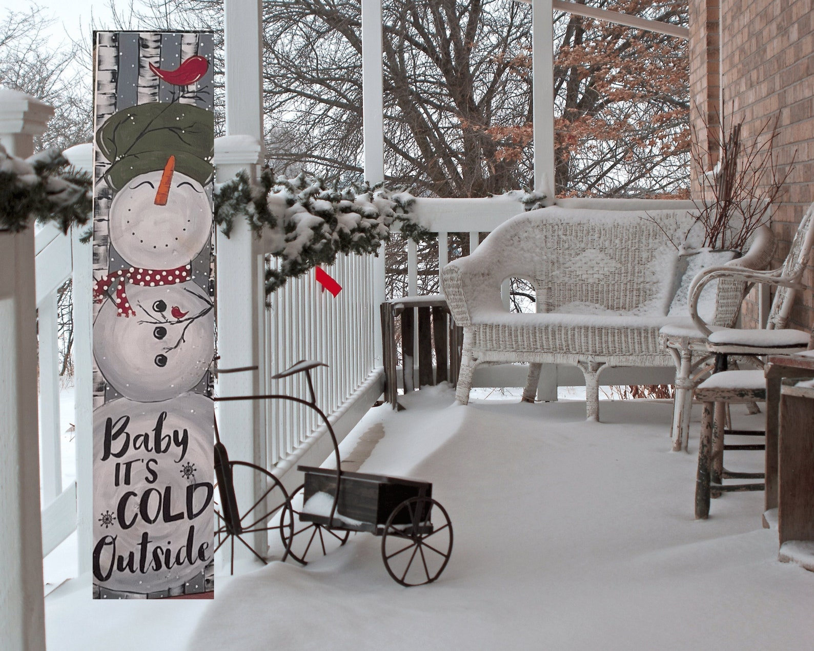 Tall Snowman Winter Porch Leaner Sign | Baby It's Cold Outside Front ...