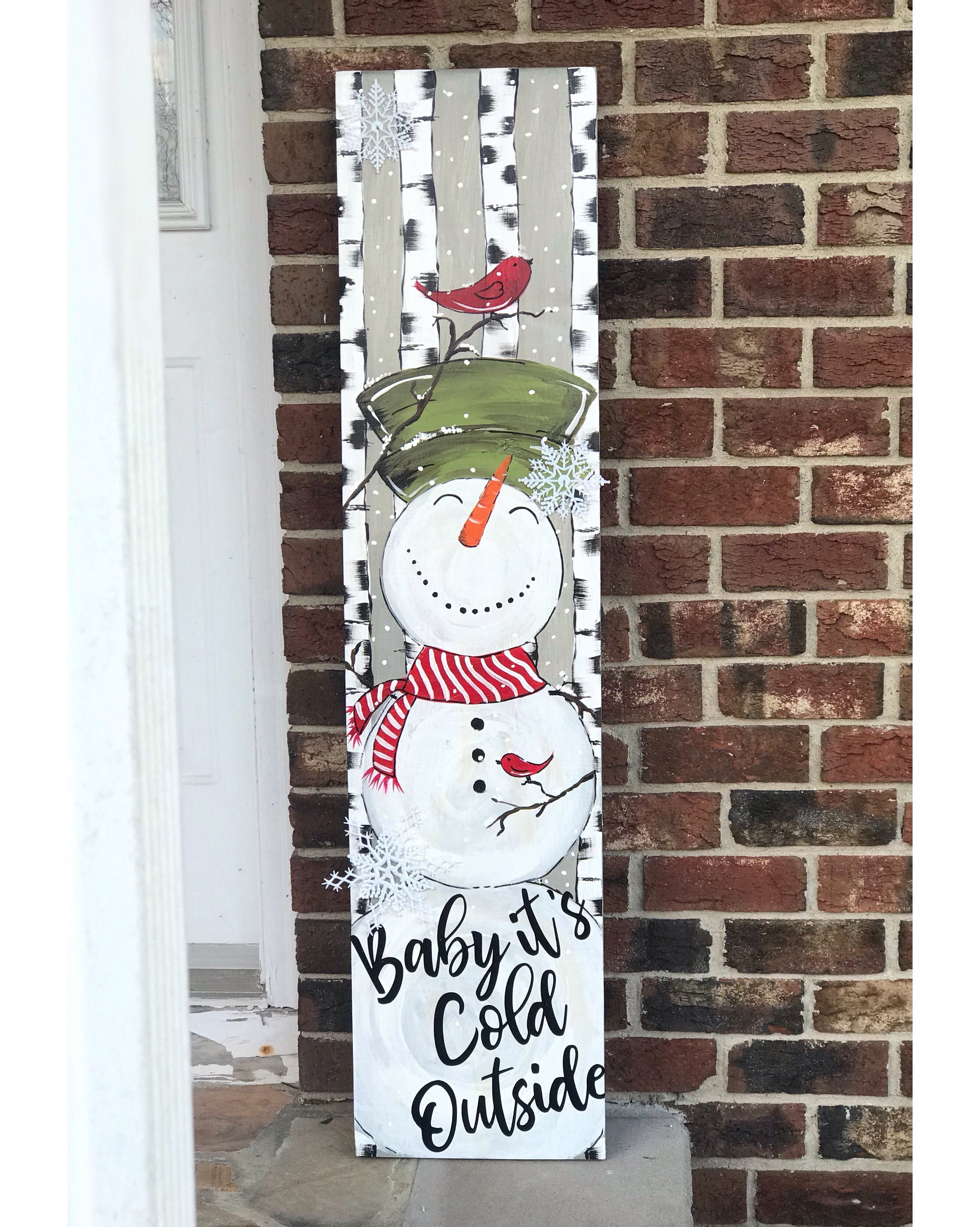 Tall Snowman Winter Porch Leaner Sign Baby It's Cold | Etsy