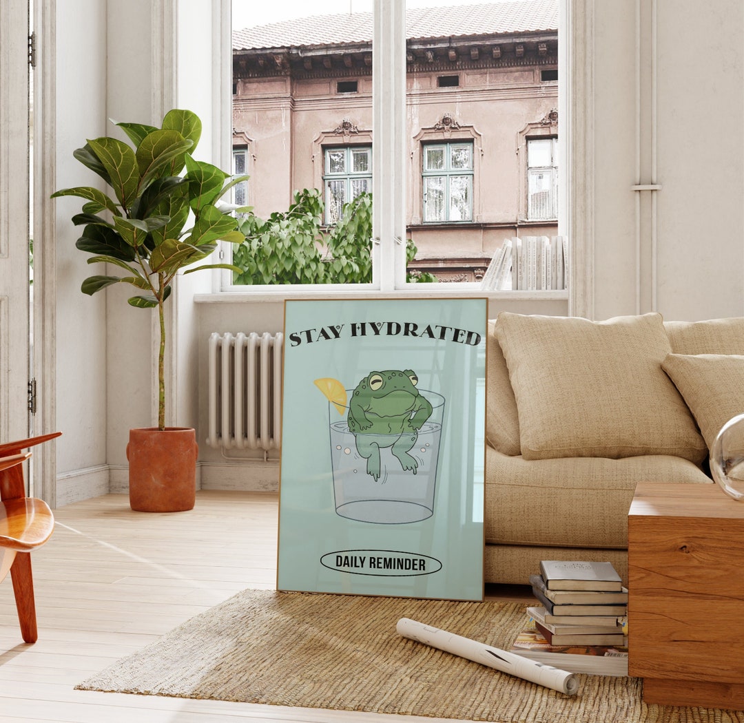 Retro Frog Wall Print, Stay Hydrated, Printable Art Digital Download ...